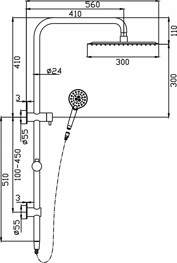 IDSSR1 / Ideal Shower System With Rail