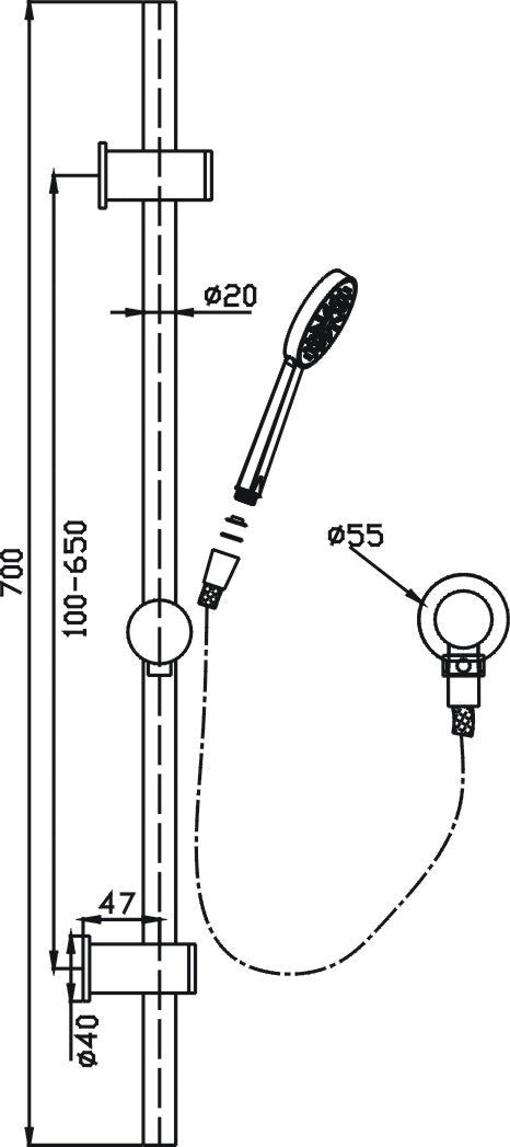 SR5-HS22 / Logan Hand Shower On Rail