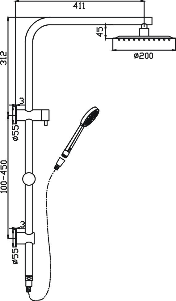 SRD8-SH15-HS18 (RG) / Cuter Shower System With Rail (Rose Gold)